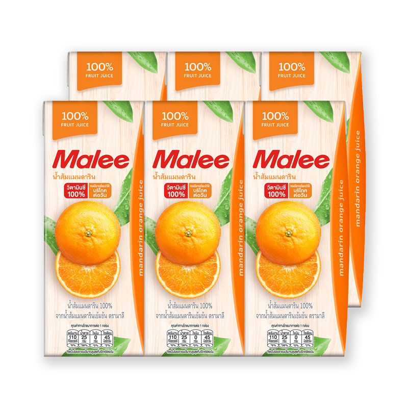 Makroclick | MALEE 100% MANDARIN ORANGE JUICE WITH ORANGE PULP 200ML*6 ...
