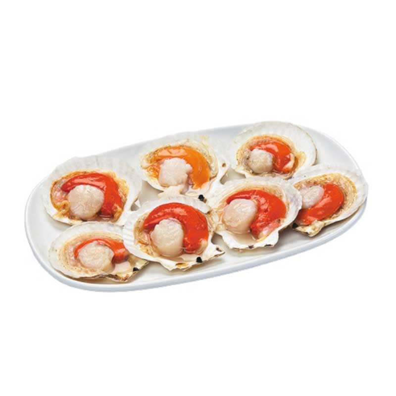 Makroclick | Frozen Scallop, Half Shell/ Roe On (Size 9-10 cm/Pc) Pack 1 kg