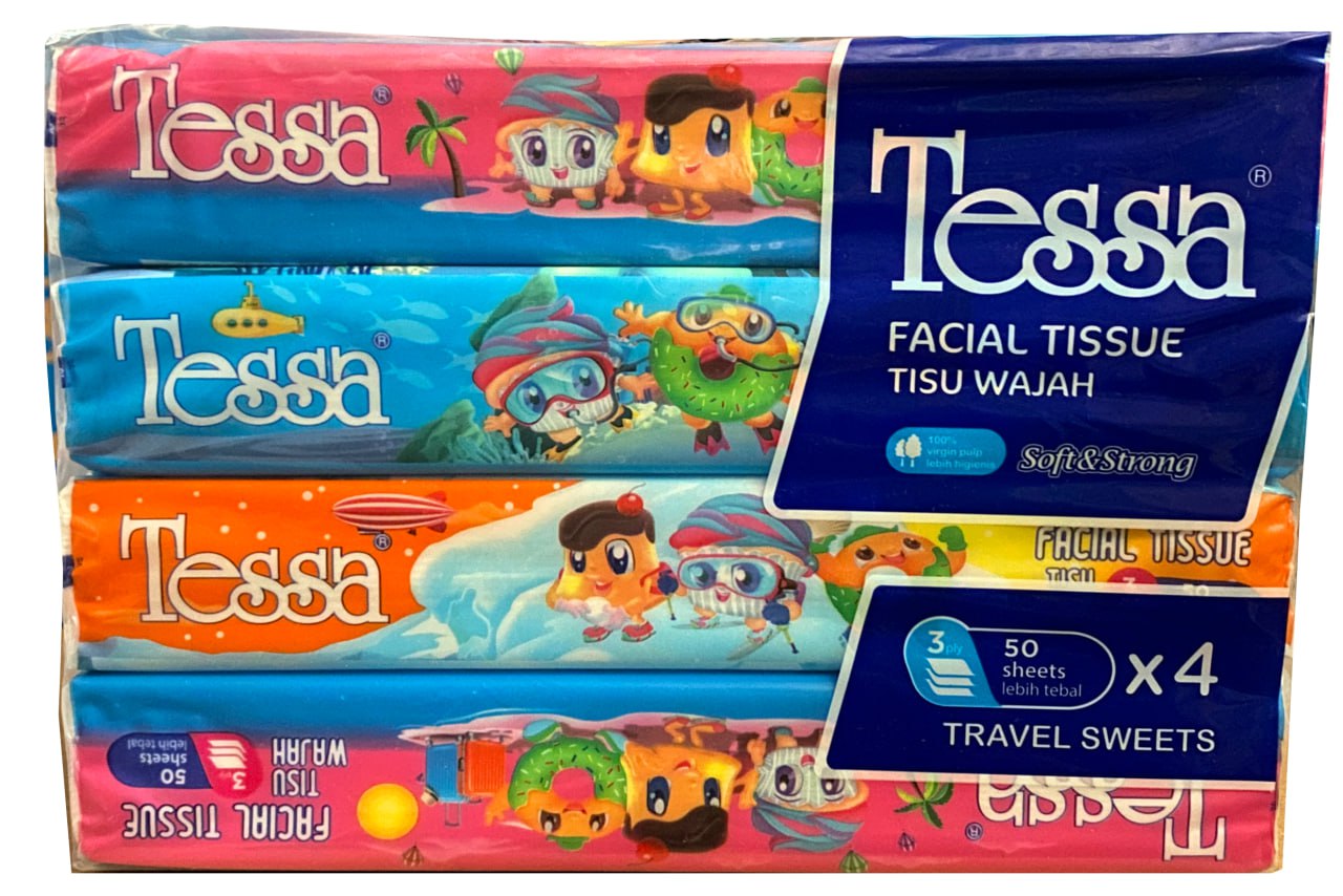 Makroclick | ក្រដាសជូតមុខ TESSA 50 3PLYS X4