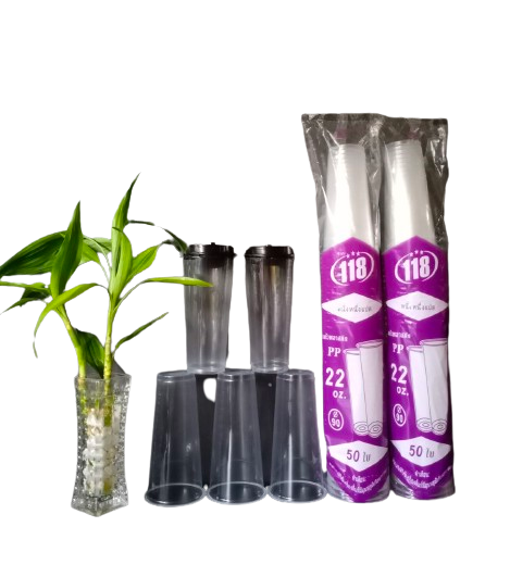 Makroclick | PLASTIC GLASS + LID NO#118 22OZ 90*50PCS