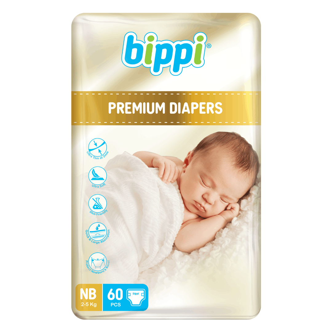 Makroclick | BIPPI PREMIUM SOFT&DRY TAPE DAIPER NB(2-5KG) -60PCS