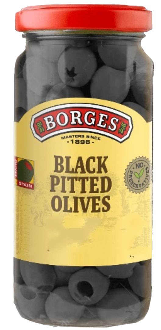 Makroclick | BORGES PITTED BLACK OLIVES 110GX1