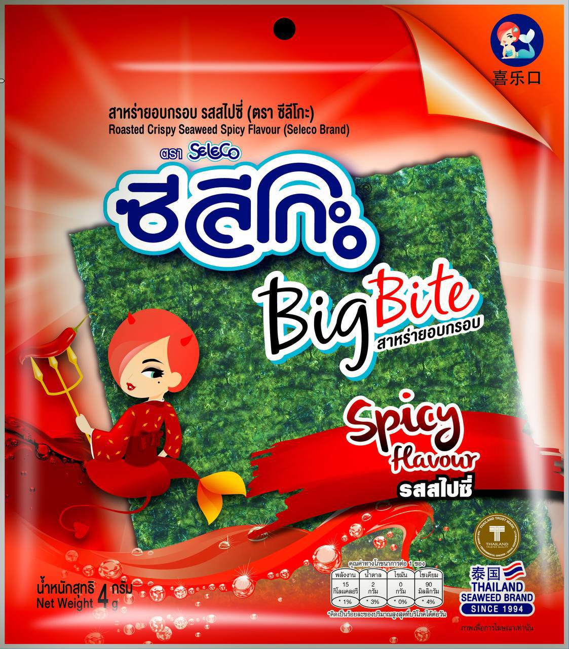 Makroclick | SELECO SEAWEED SNACK SPICY FAVOUR 4GX12