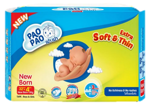 Makroclick | PAO PAO BABY DIAPER NEWBORN 32PCS+4SX1