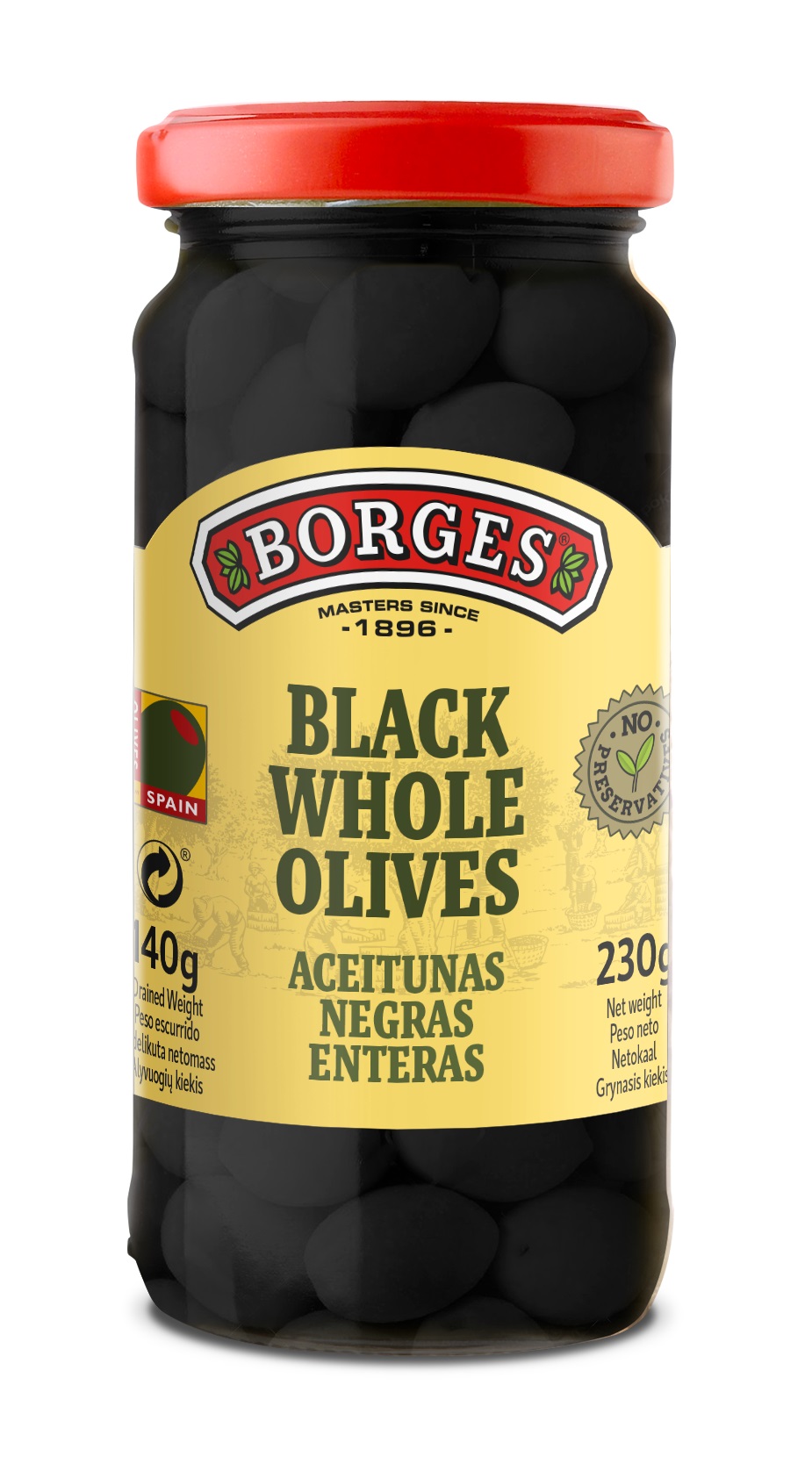 Makroclick | BORGES WHOLE BLACK OLIVES 140GX1