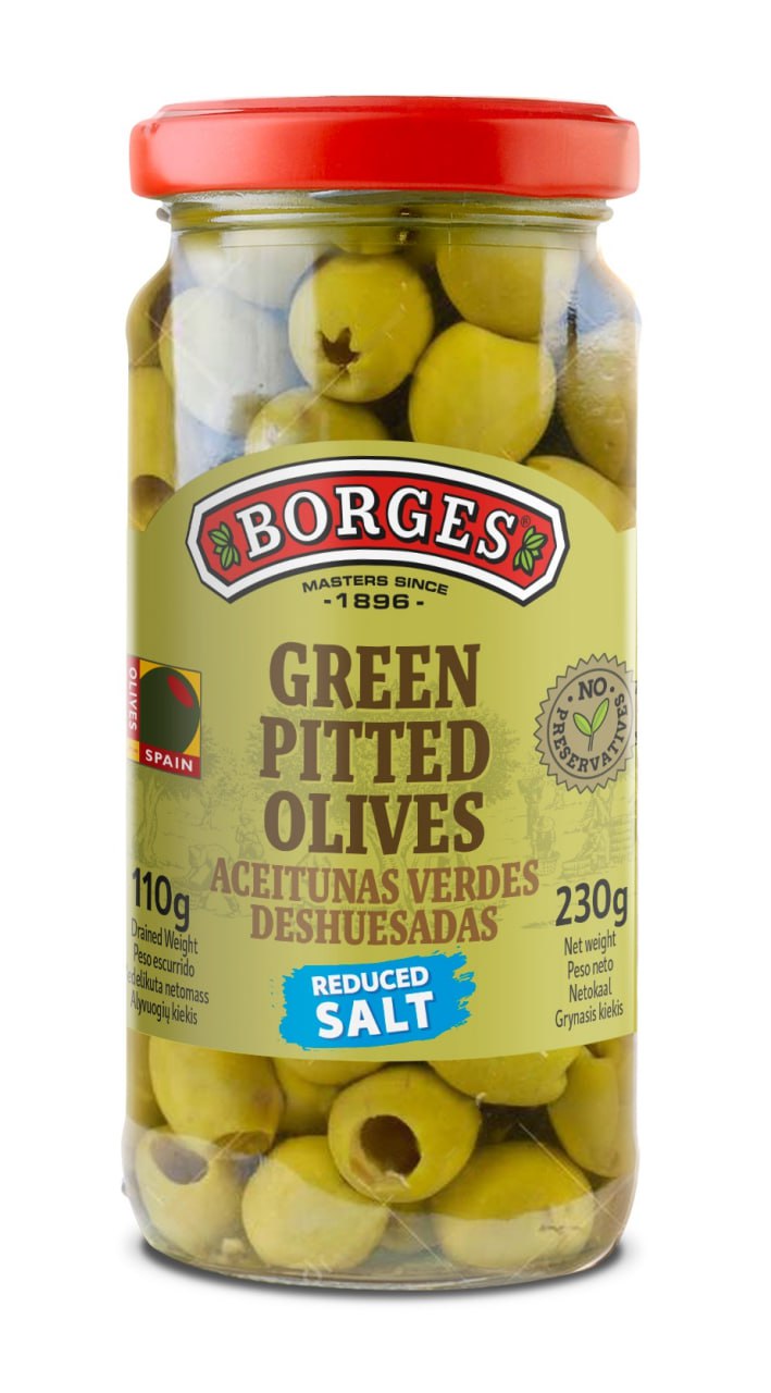 Makroclick | BORGES GREEN PITTED OLIVES 110G